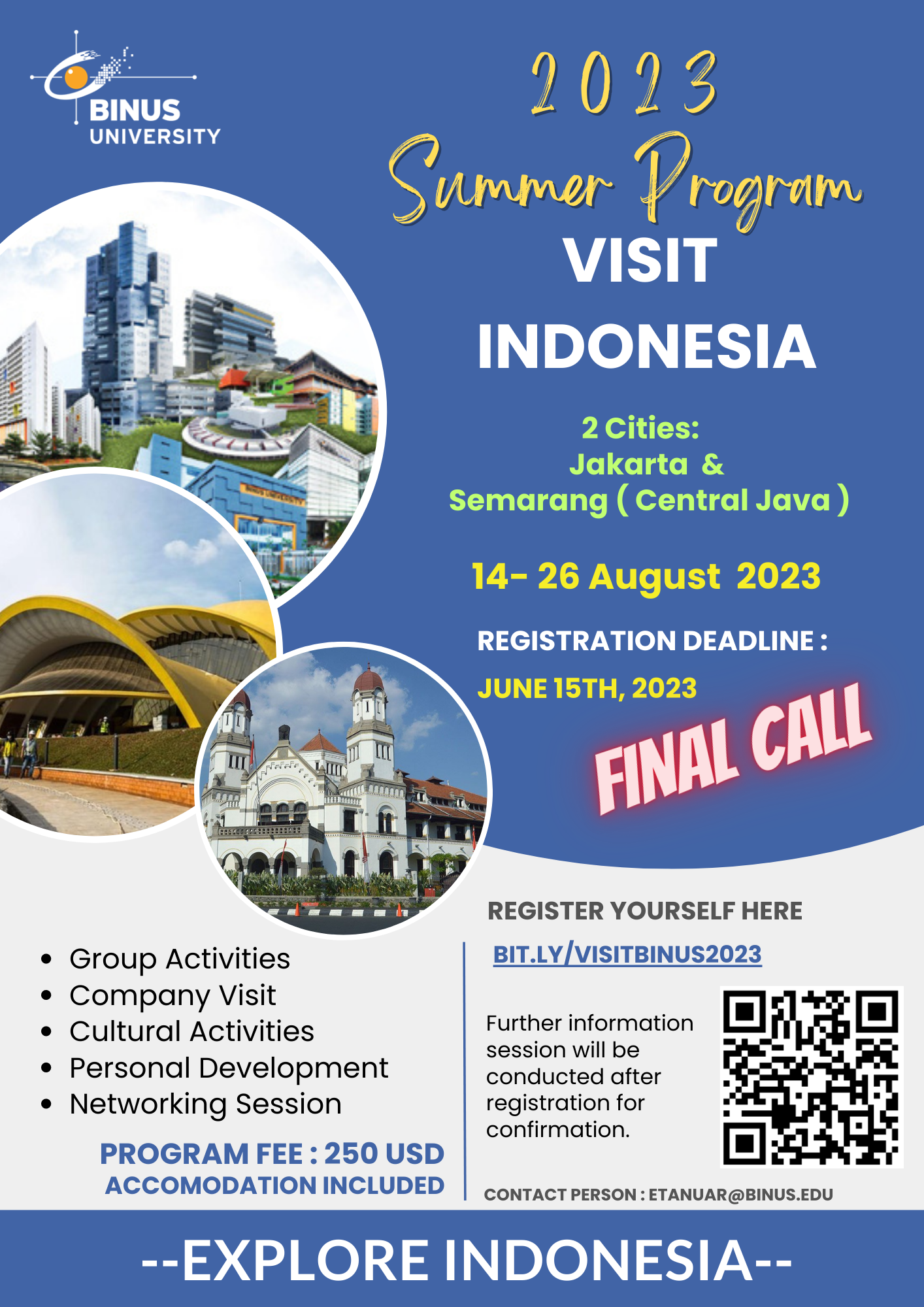 【國際交流活動】印尼姊妹校建國大學2023夏令營BINUS University Summer Program 2023